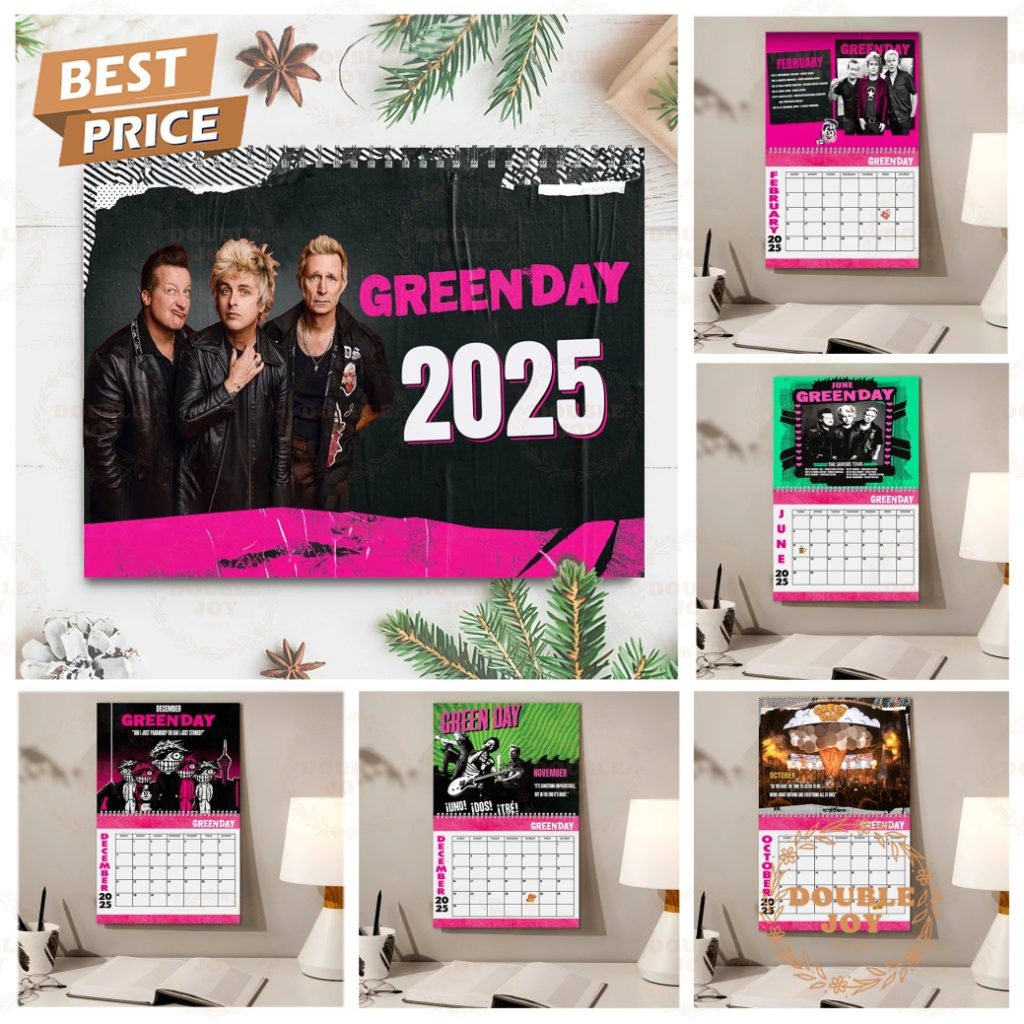 Green Day 2025 Wall Calendar - Doublejoydesigns