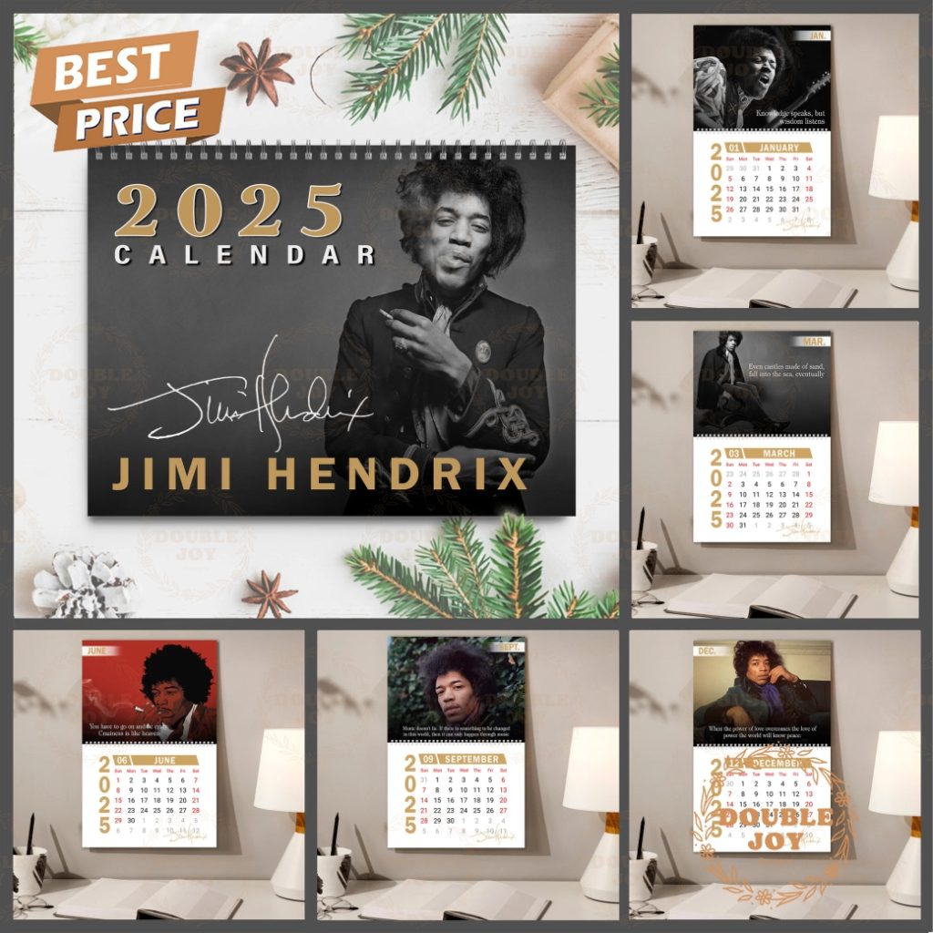 Jimi Hendrix 2025 Wall Calendar - Doublejoydesigns