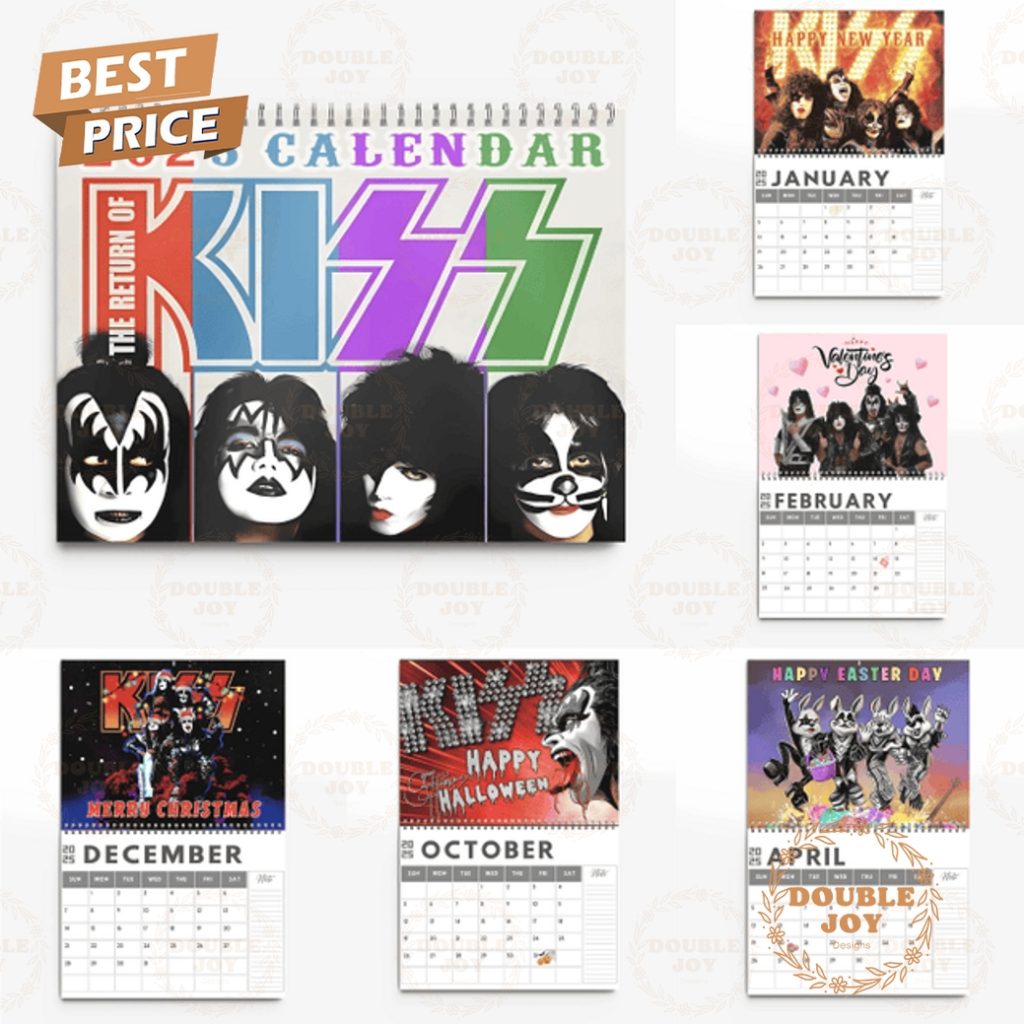Kiss Rock Band 2025 Wall Calendar - Doublejoydesigns
