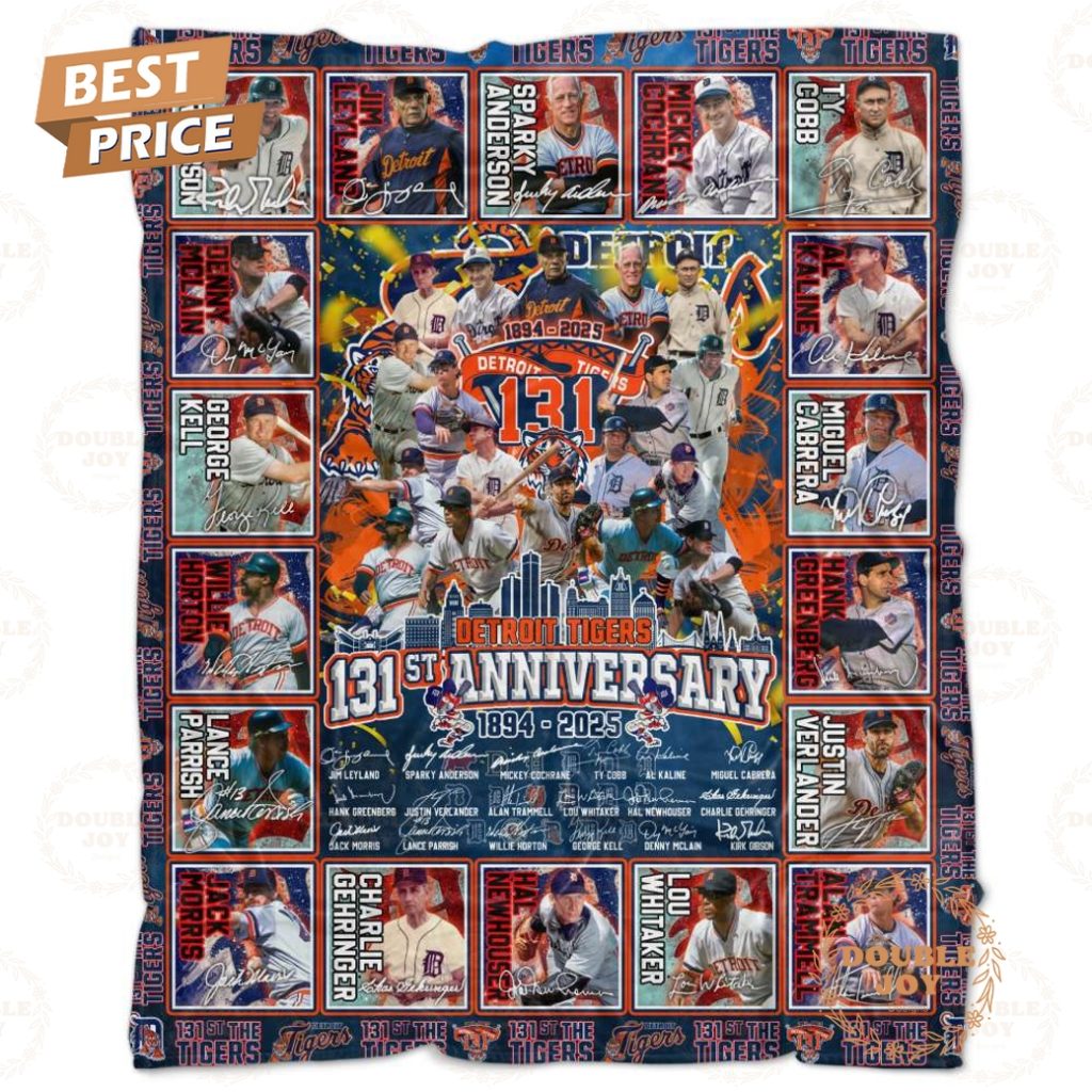 Detroit Tigers MLB 131st Anniversary 1894-2025 Fleece Blanket ...